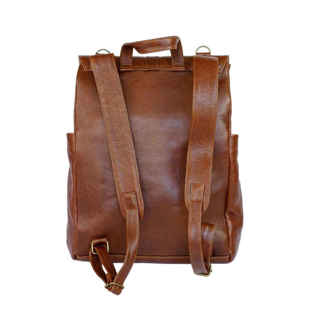 Luxury Leather Baby Backpack in Brown with Changing Mat & Stroller Str ...