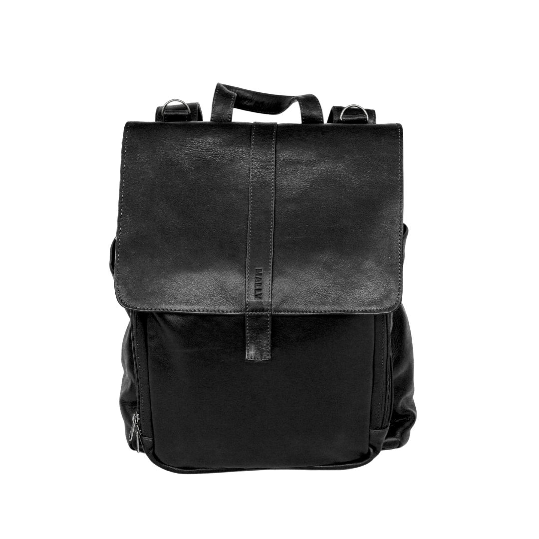 Luxury Leather Baby Backpack in Black with Changing Mat & Stroller Str ...